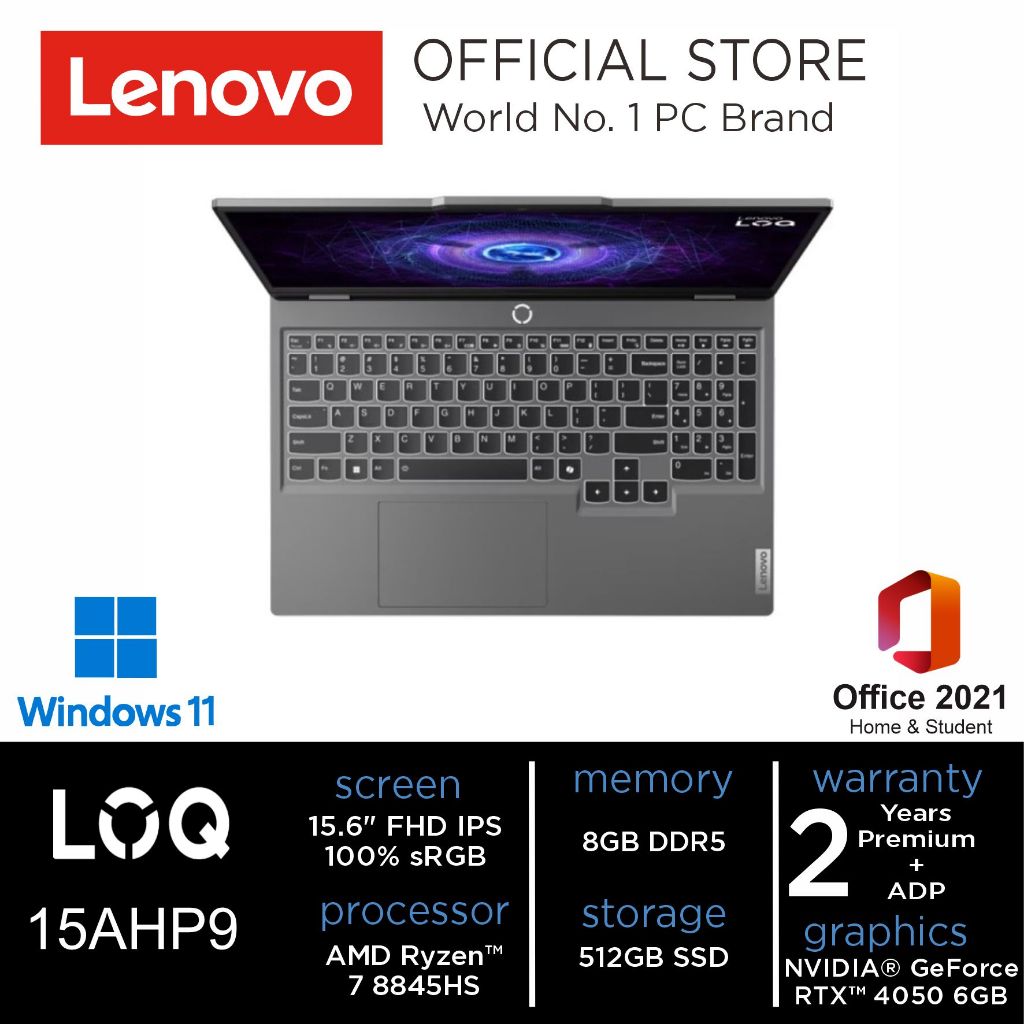 Jual LENOVO LOQ 15AHP9-38ID(LUNA GREY)AMD Ryzen™ 7 8845HS 8GB 512GBSSD ...