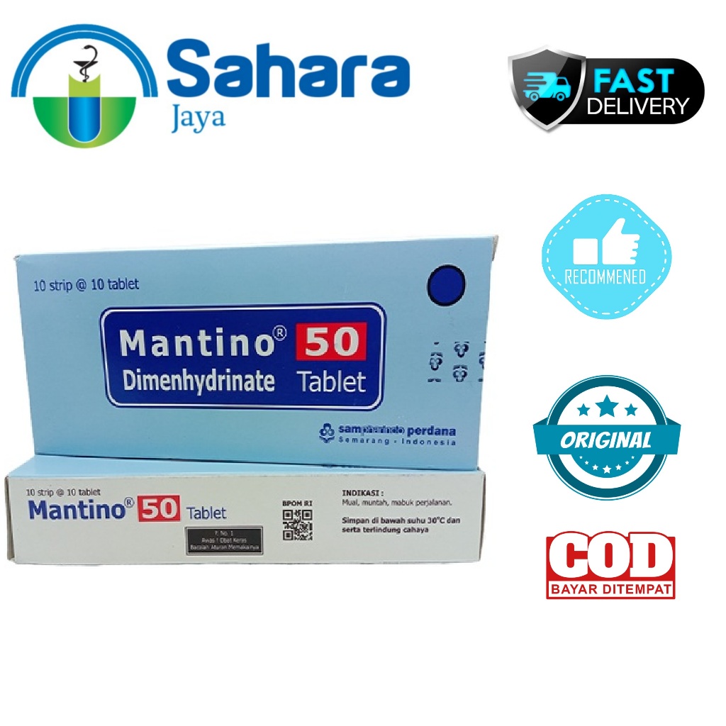 Jual [SJ] Mantino Box 100 Tablet / DImenhydrinate - Obat Mabuk ...