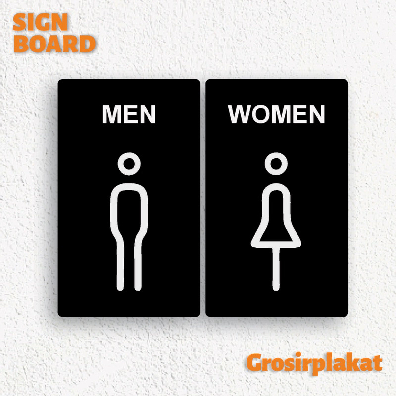 Jual Sign Papan Toilet Men Women Sign Board WC Restroom Stiker Dinding ...