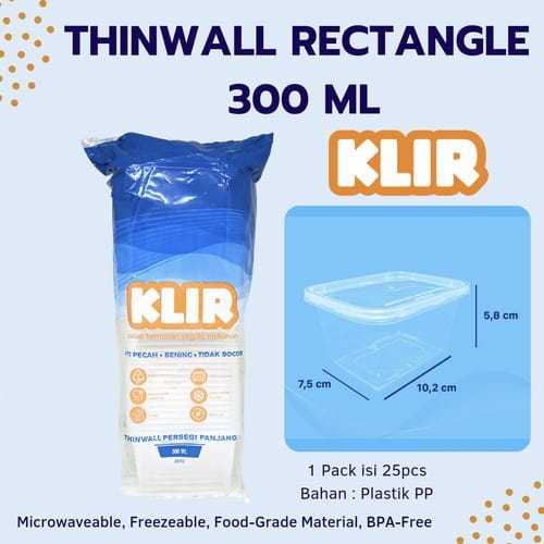 Jual Thinwall Food Container KLIR 300ml ANTI PECAH / Thinwall RECTANGLE ...