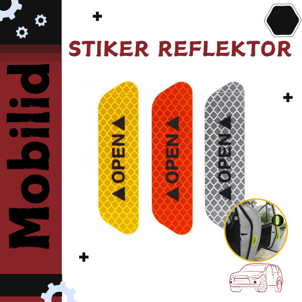 Jual Stiker Reflektor OPEN reflektor pintu Mobil reflector 4 pcs ...