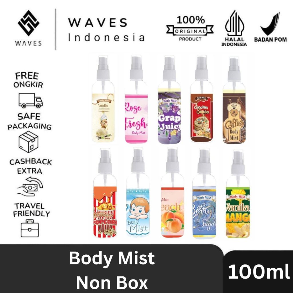 Jual Waves - BPOM PARFUM BODY MIST NON BOX 100ML PREMIUM / BODY MIST ...