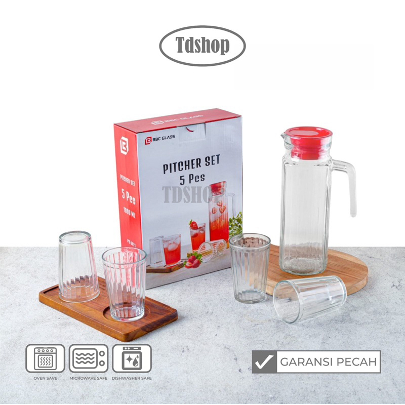 Jual TDSHOP Pitcher Set / GELAS SET isi 5pcs BBC Glass / HAMPERS ...