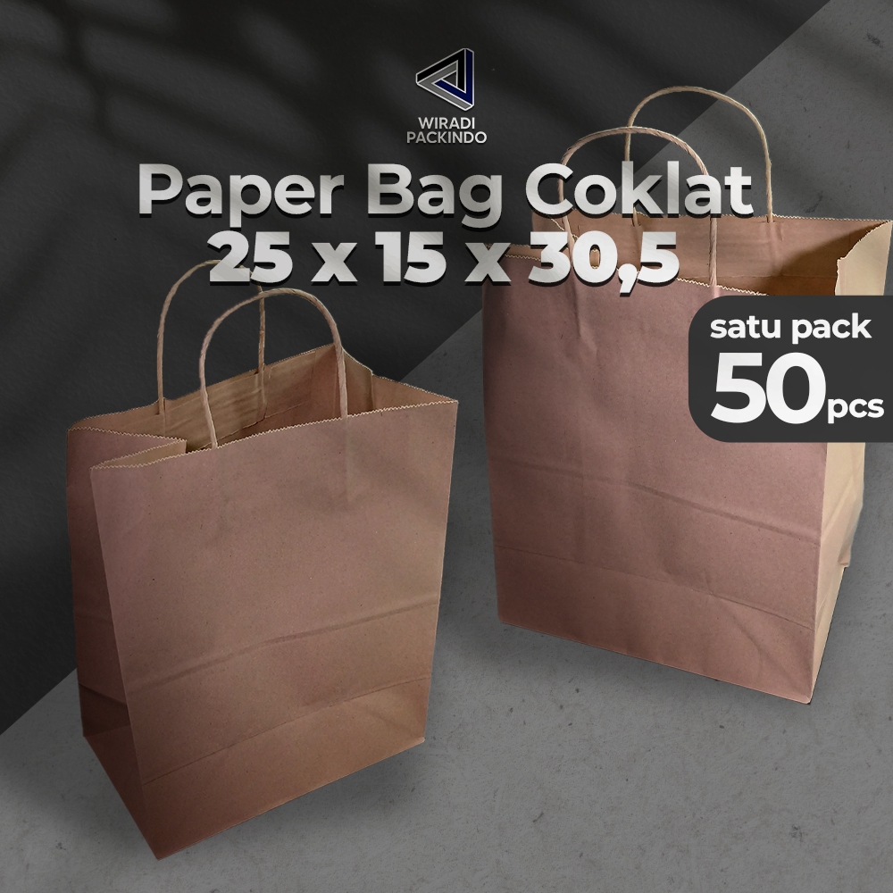 Jual Paper Bag Coklat Polos Size 25x15x30,5 Brown Craft Papper Bag ...