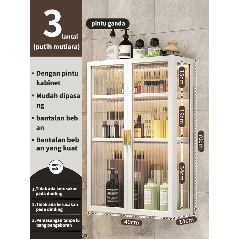 Jual Lemari Bumbu Dapur Estetik Rak Dinding Tempel Rak Kamar Mandi ...