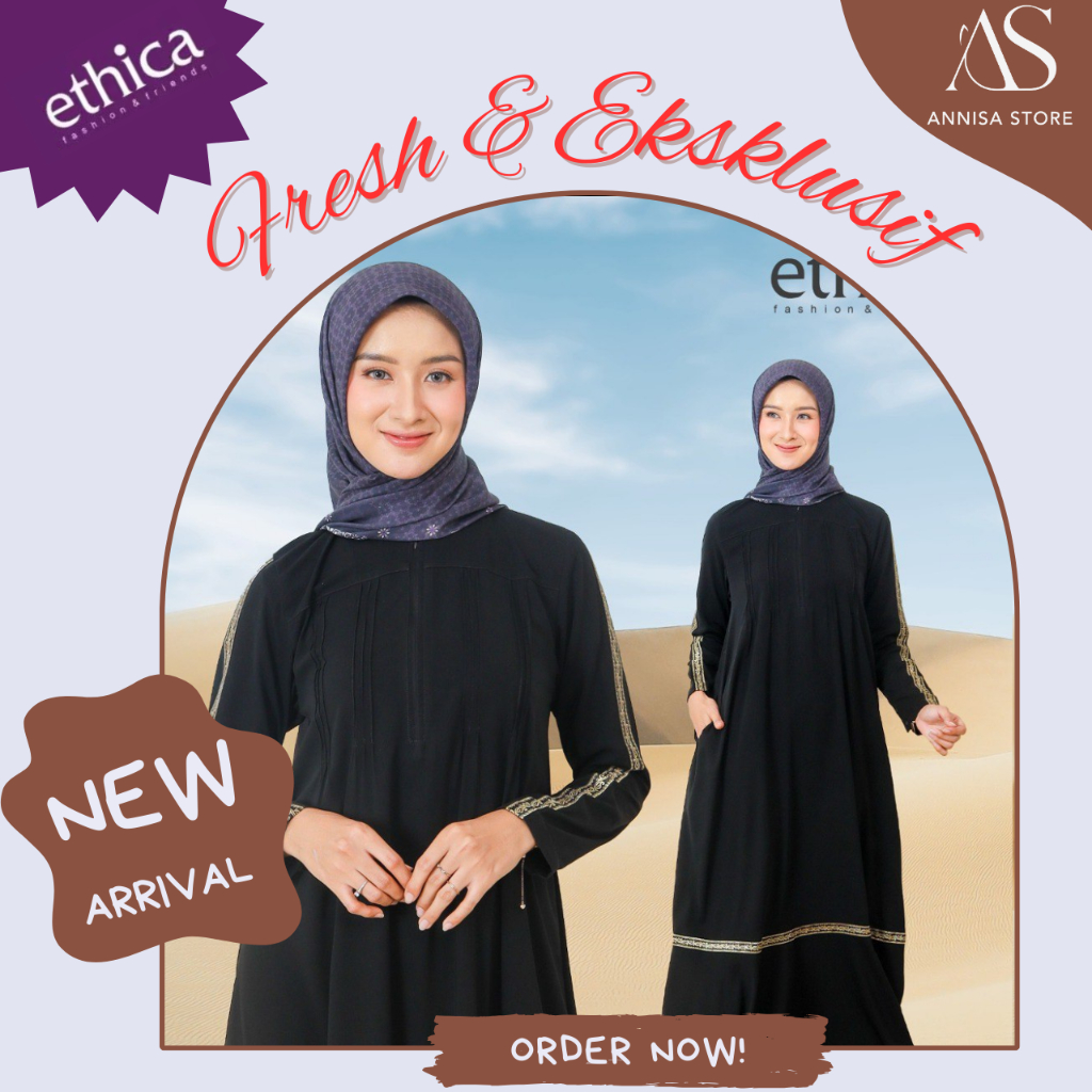 Jual BAJU CANTIK GAMIS HAJI UMROH ABAYA ETHICA ISHAMI 09 BLACK / DRESS ...