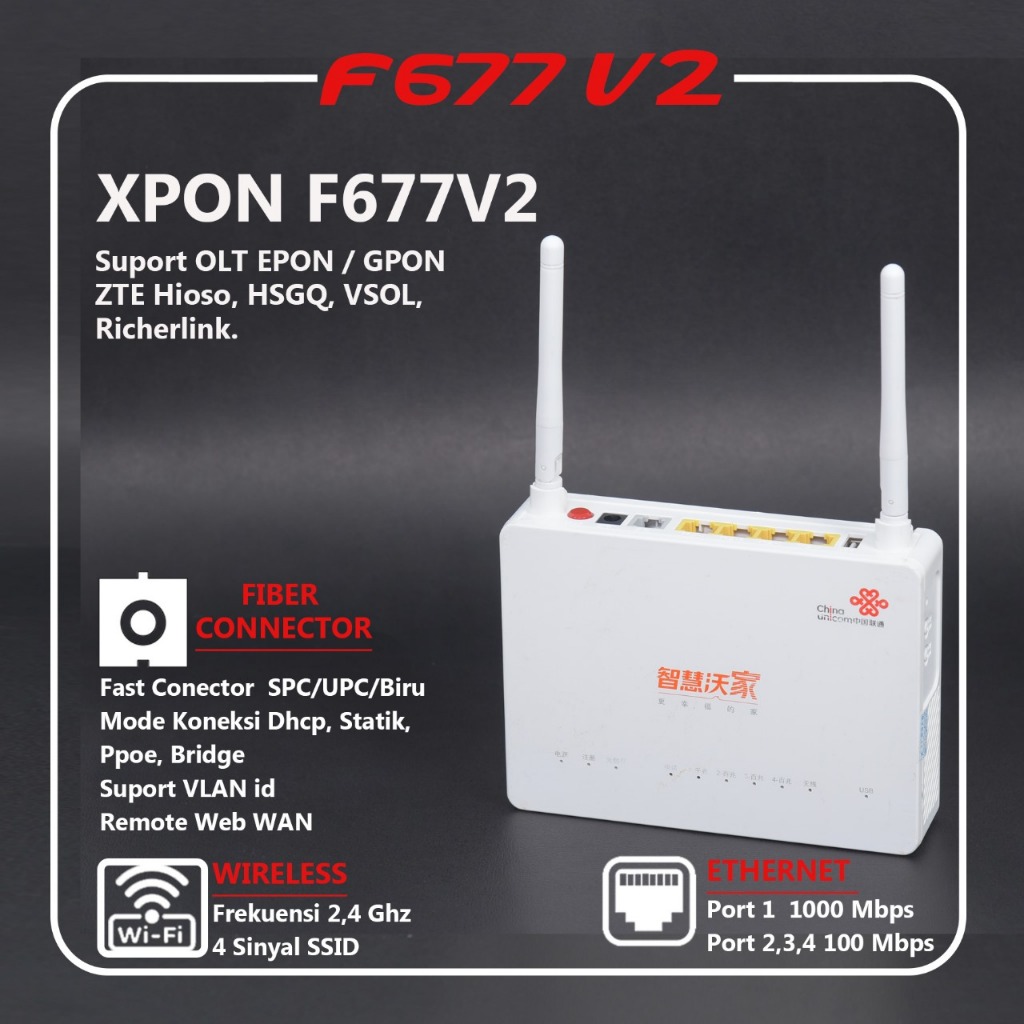 Jual XPON GPON ONU F677V2 F677 V2 1GE + 3FE + 1USB + 1TEL + WIFI | Shopee Indonesia
