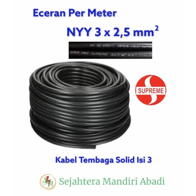 Jual Kabel NYY 3x2,5 mm Supreme Tembaga Kawat Solid Isi 3 Per Meter ...