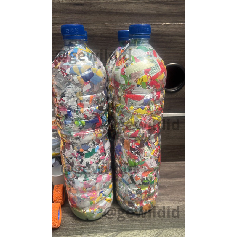 Jual ECOBRICK BOTOL AQUA 1500ml,BERAT 500gr lebih gwld | Shopee Indonesia