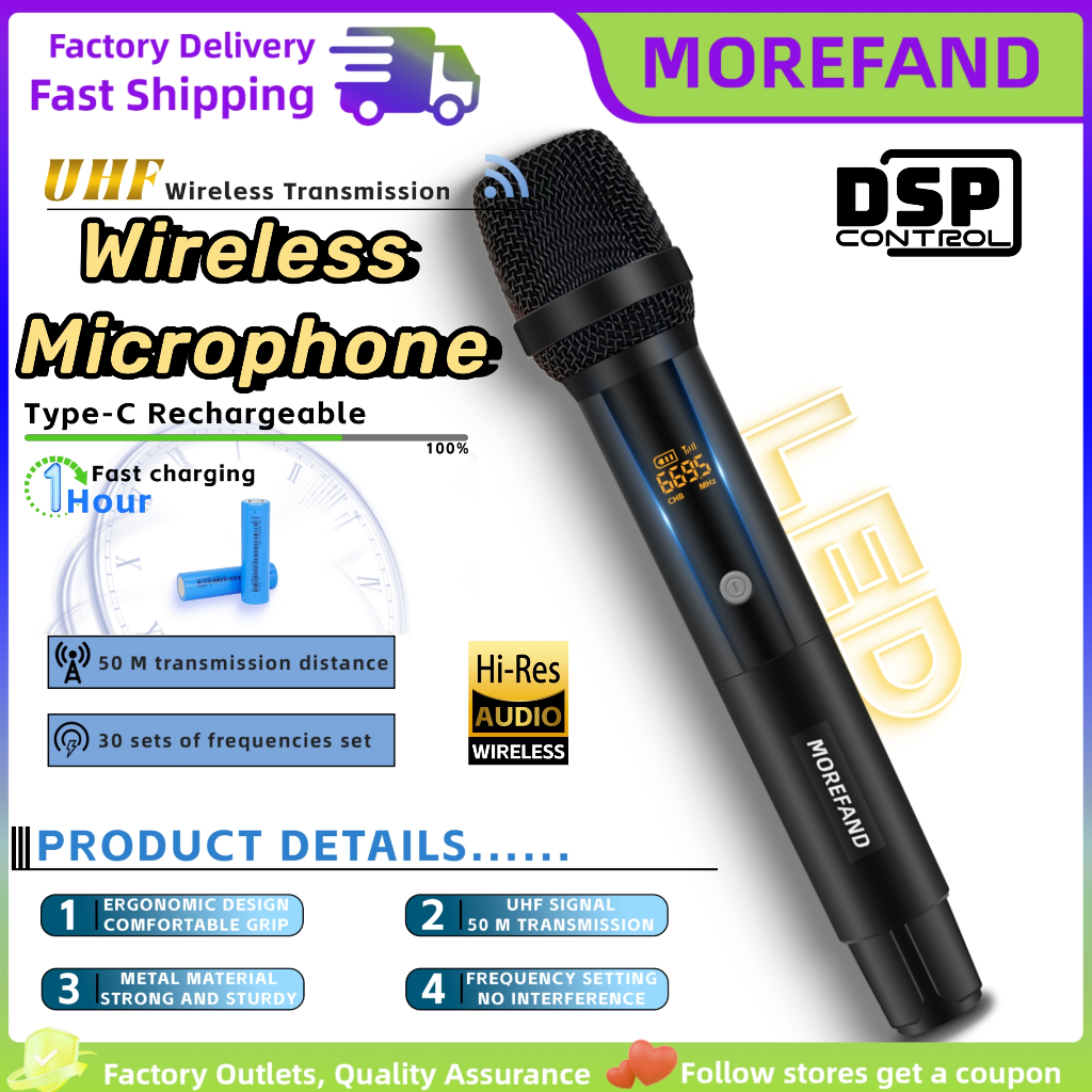 Jual Microphone Wireless Mikrofon mic Mikrofon UHF Mic Karaoke UHF ...
