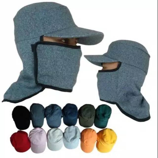 Jual Topi Jepang / Topi Pancing plus Masker Samping Bahan Kaos Fleece ...