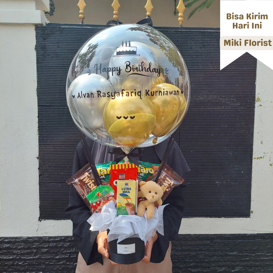 Jual Bucket Balon/Balon Ucapan/Bouquet snack Kode 012-b - miki florist ...