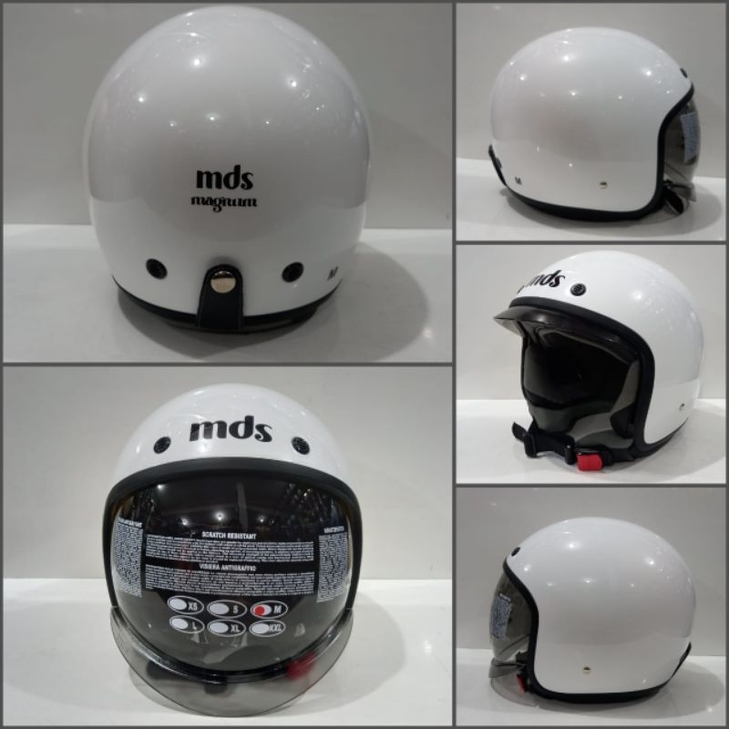 Jual HELM HALF FACE MDS MAGNUM SOLID / HELM RETRO | Shopee Indonesia