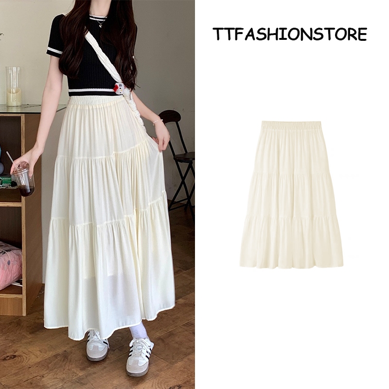 Jual ️【Premium】rok lebar payung / rok panjang wanita /rok korean style ...