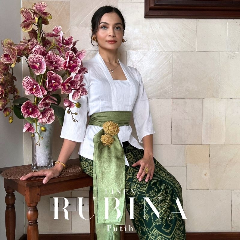 Jual Setelah Kebaya Kutubaru Lengan Lonceng Bali Linen Rubina | Shopee ...