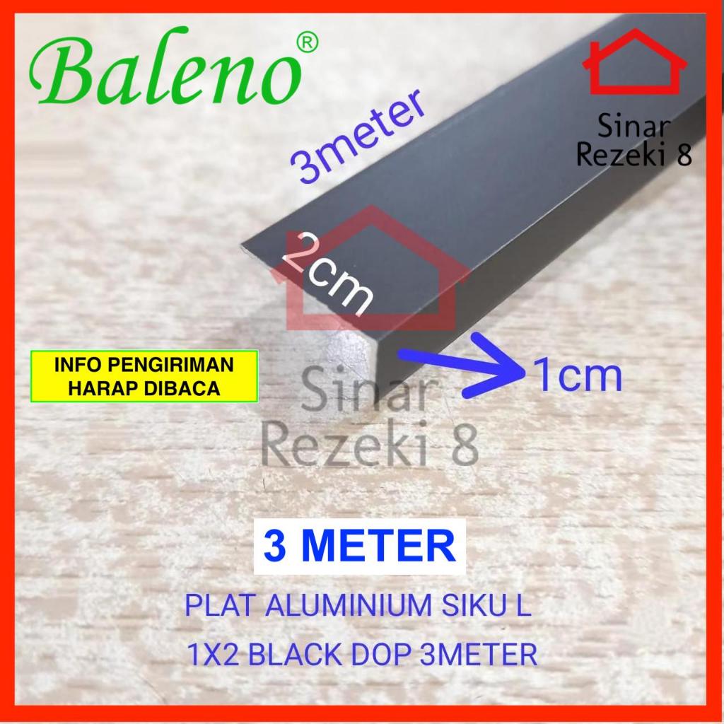 Jual Plat Aluminium Siku L HITAM Doff 10 x 20 Baleno / List Edging Lis ...