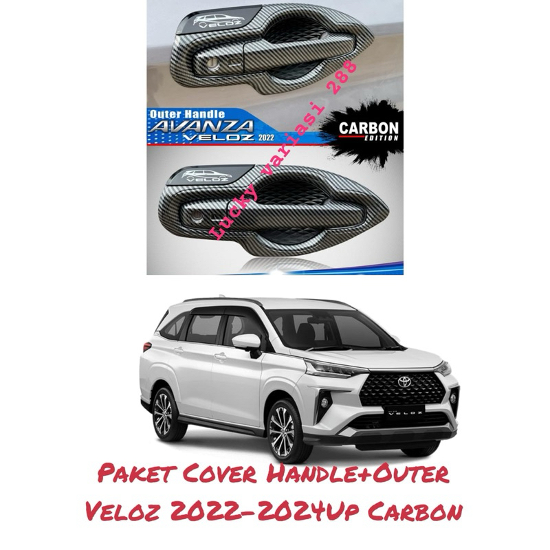Jual PAKET COVER HANDLE+OUTER MANGKOK PINTU+TANK COVER AVANZA 2022 2023 2024 2025 CARBON TUTUP ...