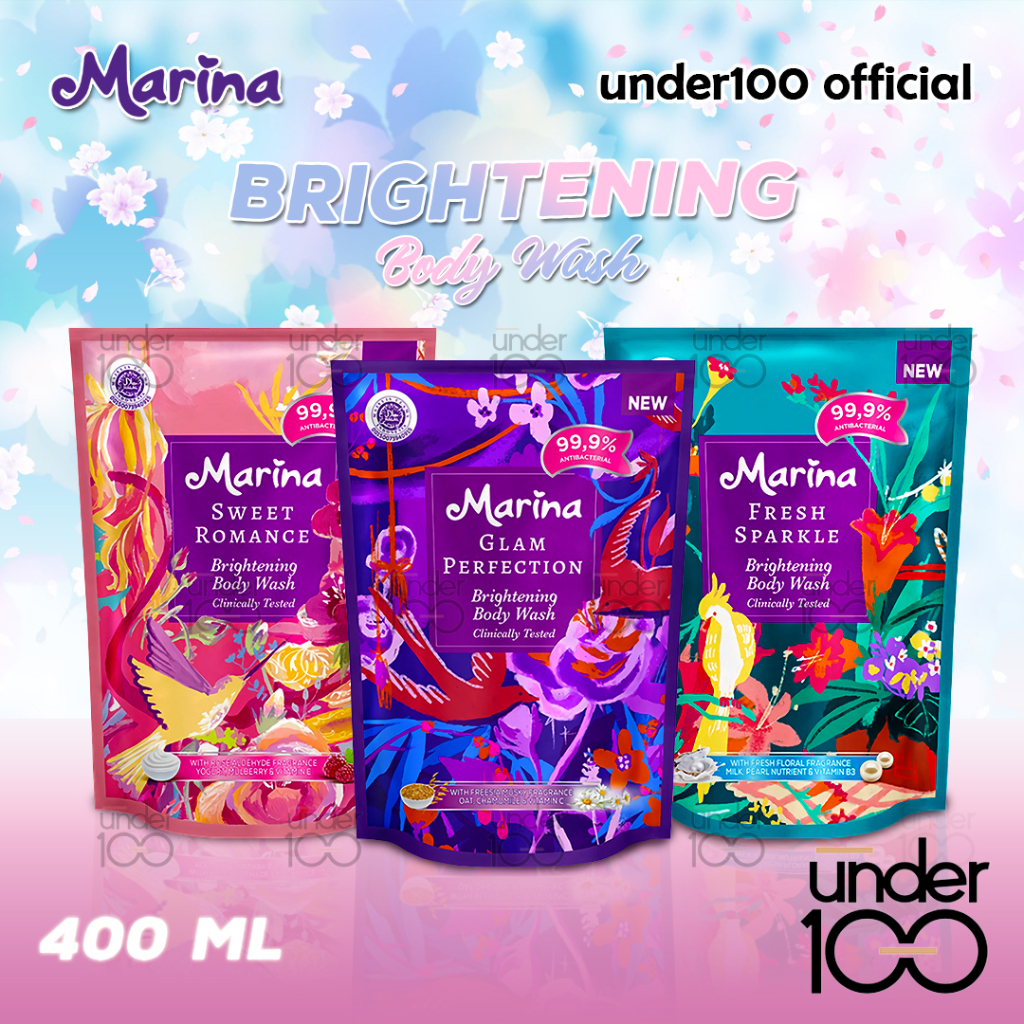 Jual Under100 Marina Brightening Body Wash 400ml - Refill | Glam ...