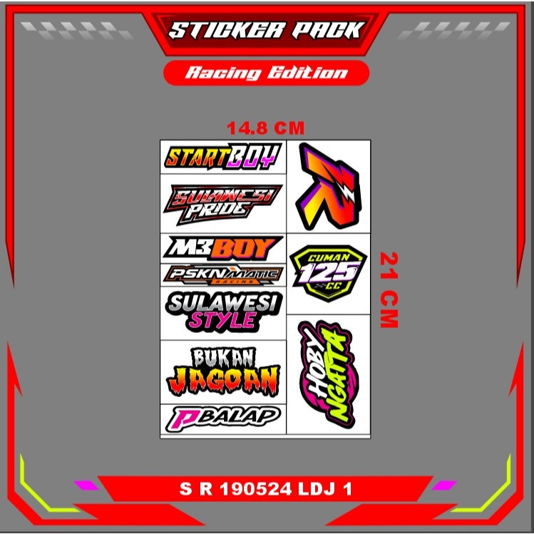 Jual Stiker Sticker Setiker Setikker Racing Pack Helm Helmet Helem ...