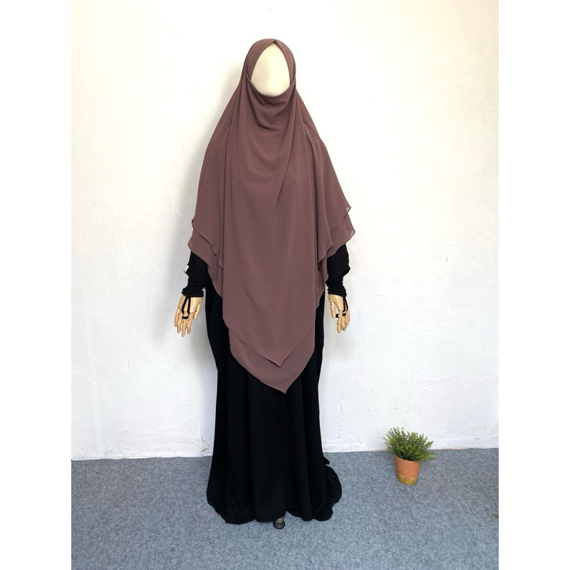 Jual French Khimar Ceruty 2 layer premium babydoll Free cadar tali Jilbab Khimar Bergo Kerudung ...