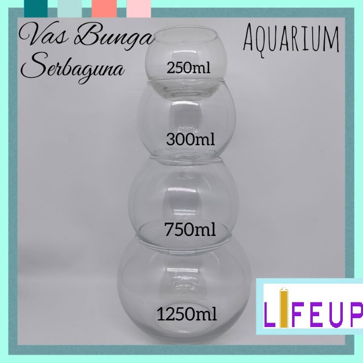 Jual Vas Bunga Kaca bulatPot Tanaman Air Hidroponik HiasTempat Ikan ...