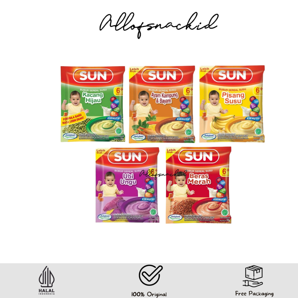 Jual SUN - Bubur Sereal Susu - 6m+ / Makanan Bubur Bayi MPASI - Sachet ...