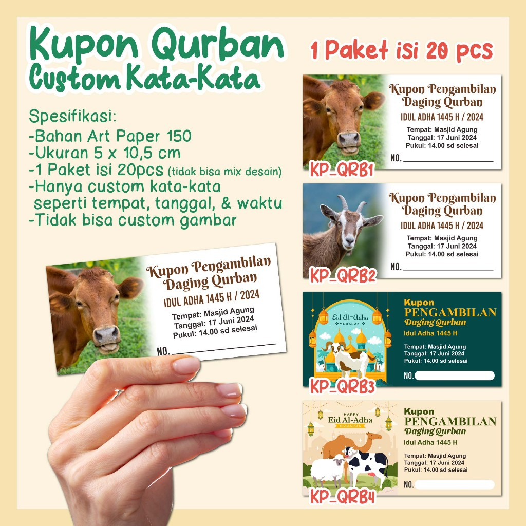 Jual [1 Paket isi 20pcs] Kupon Voucher Qurban Idul Adha / Pengambilan ...