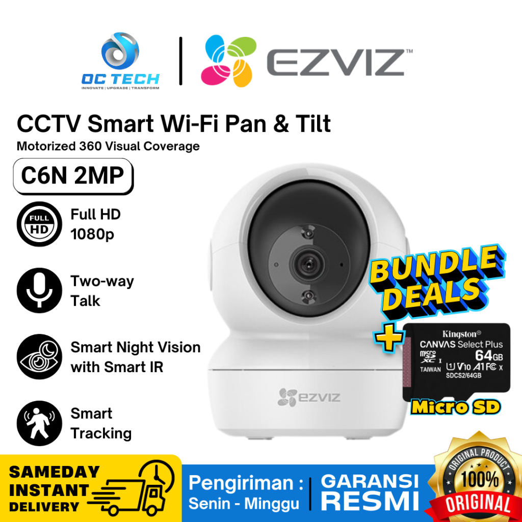Jual EZVIZ C6N Kamera CCTV Indoor 4MP 2K 2MP 1080p Smart Wifi Pan Tilt ...