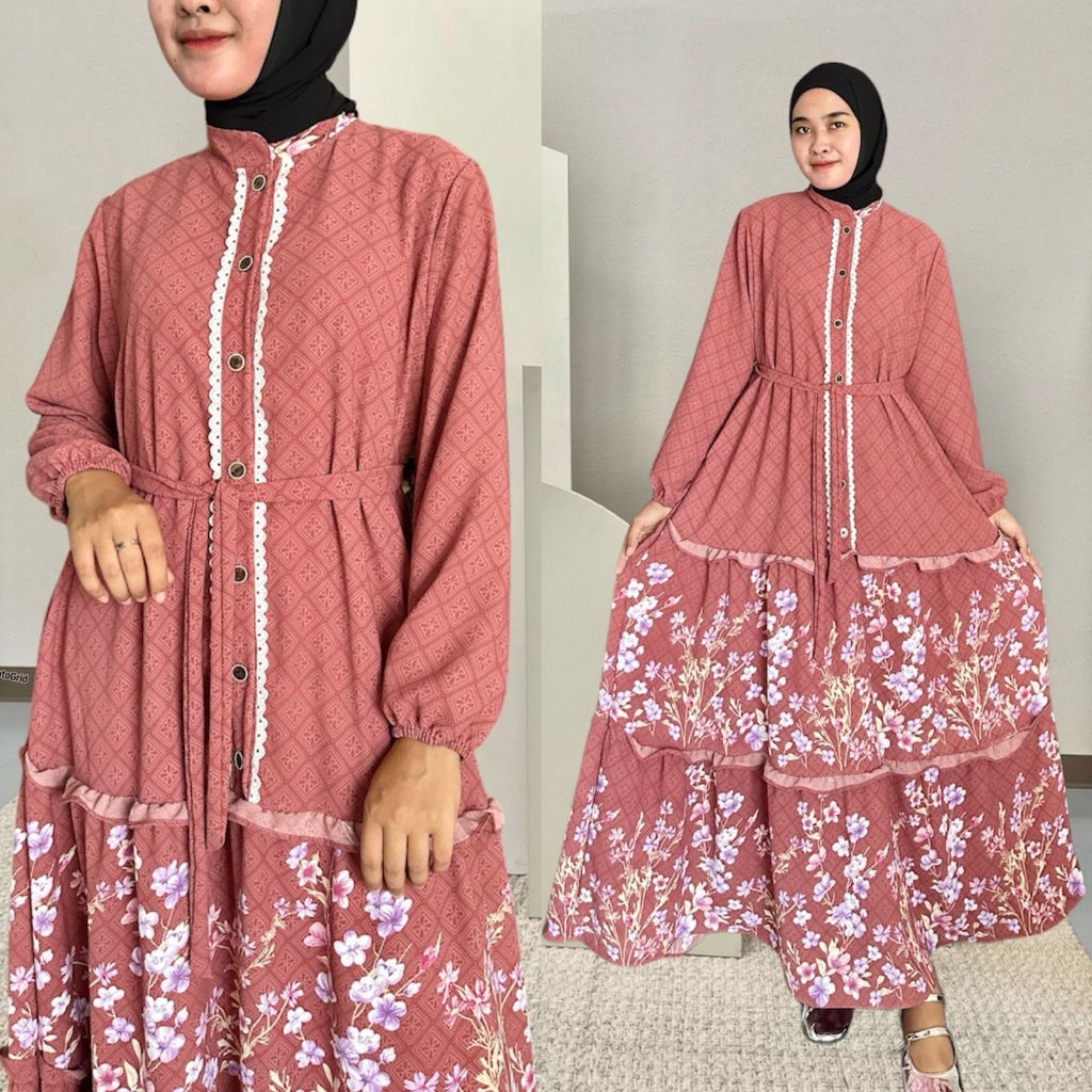 Jual GAMIS SABRINA MOTIF BUNGA JELITA DRESS/DRESS WANITA MUSLIMAH ...
