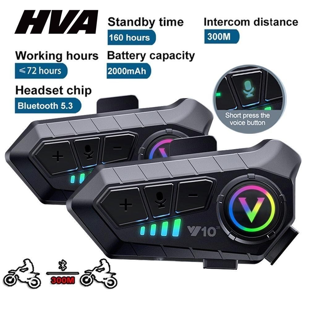 Jual HVA Helm intercom V10 2X For Motorcycle Waterproof Bluetooth 5.3 ...