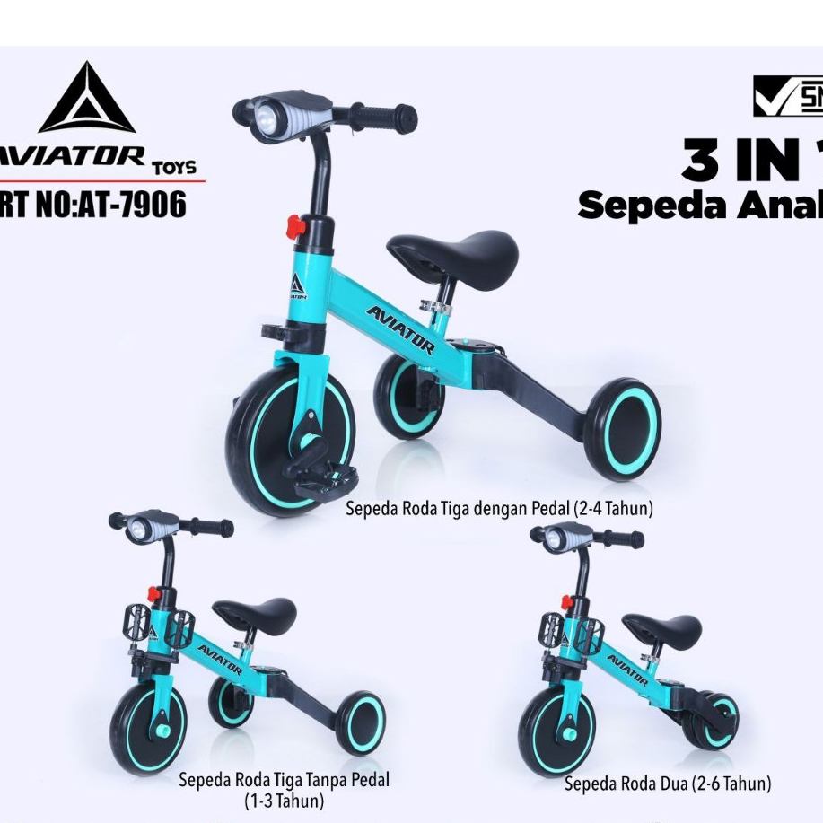 Jual Sepeda anak roda tiga balance bike Aviator 7906 3in1 model terbaru ...