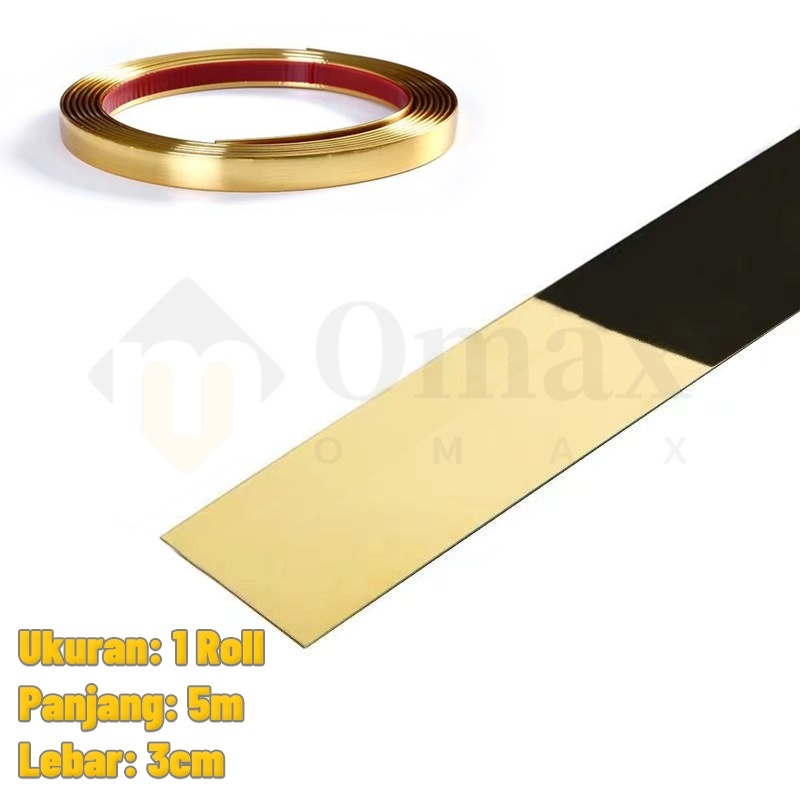 Jual Omax 5M / Roll Stiker Dinding Gold Wall Sticker Stainless Warna ...