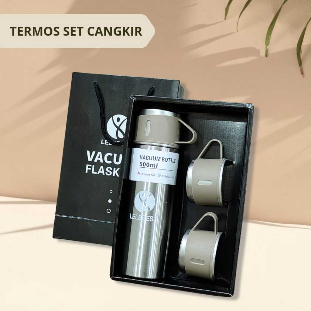 Jual LELEBEST Termos Sultan Vacuum Flask Set / Botol Minum Cangkir ...