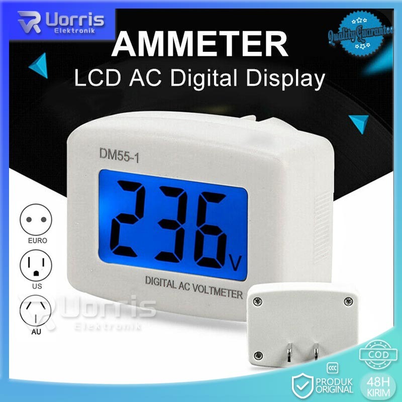 Jual DM55-1 Digital Voltmeter AC 220V Stop Kontak Steaker Volt Meter ...