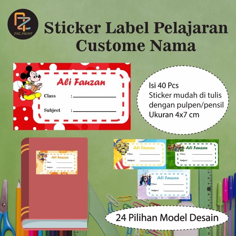 Jual Custom Nama Sticker Label Nama Mata Pelajaran Untuk Buku Tulis ...