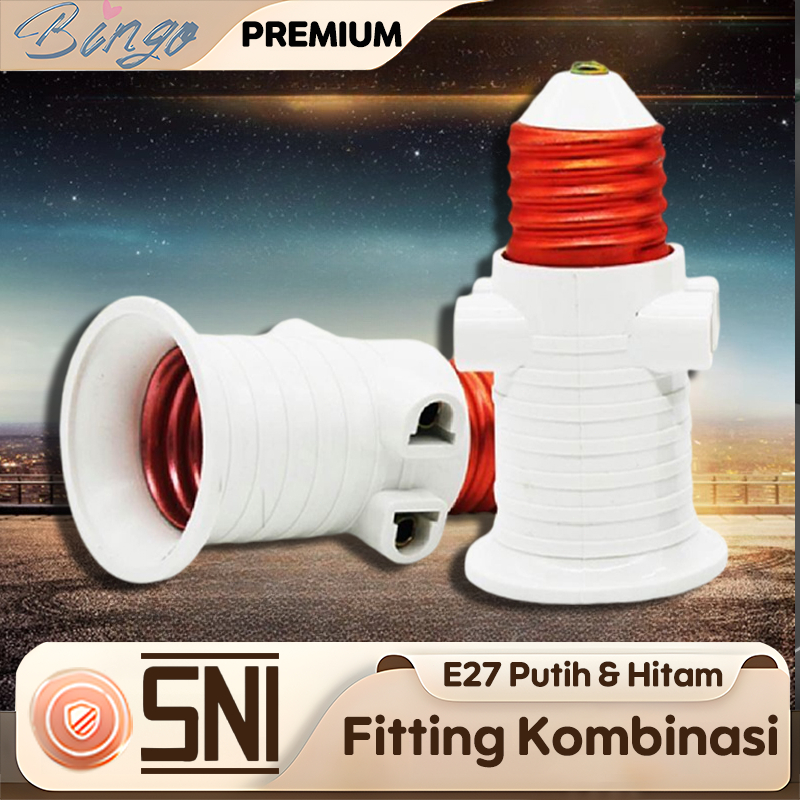 Jual Fitting Kombinasi E27 Hitam & Putih Fitting Lampu Colok Fitting Lampu Gantung 2 Arah ...