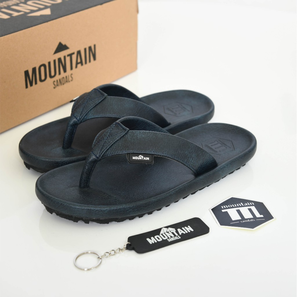 Jual MOUNTAIN Sandal Pria Jepit Kekinian Biru Navy Sendal Laki Kulit PU ...