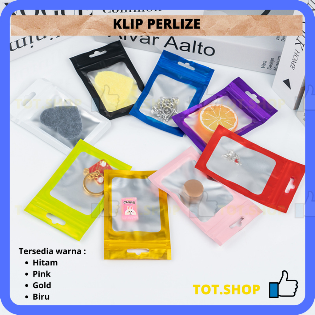 Jual [ECER] Klip Pearlize HITAM/PINK/BIRU/GOLD Plastik Sachet Klip ...
