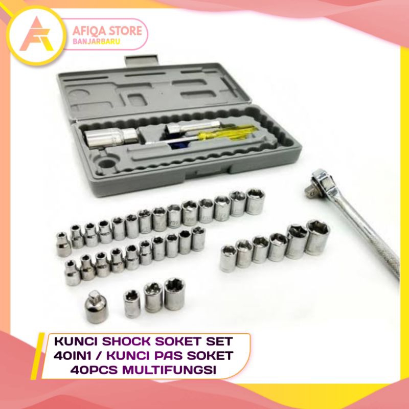 Jual Kunci Shock Soket Set 40in1 / Kunci Pas Soket 40pcs Multifungsi | Shopee Indonesia