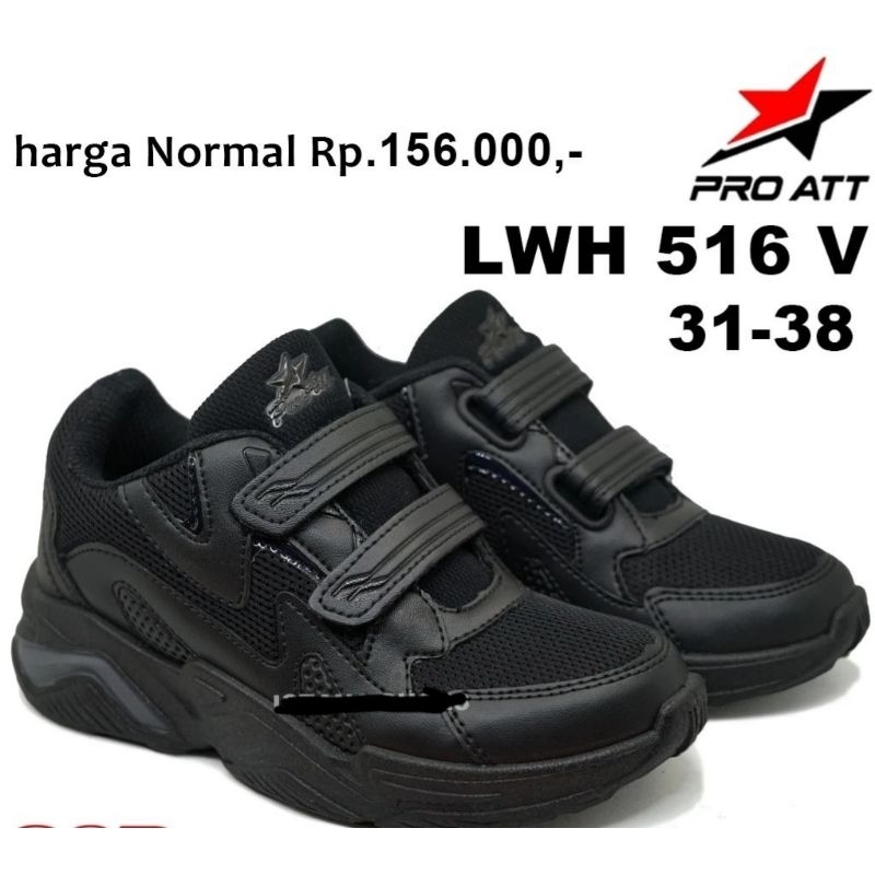 Jual Sepatu Sekolah Anak Laki-Laki Perempuan Sepatu Sekolah Hitam Perekat Pro ATT LWH 516 V ...