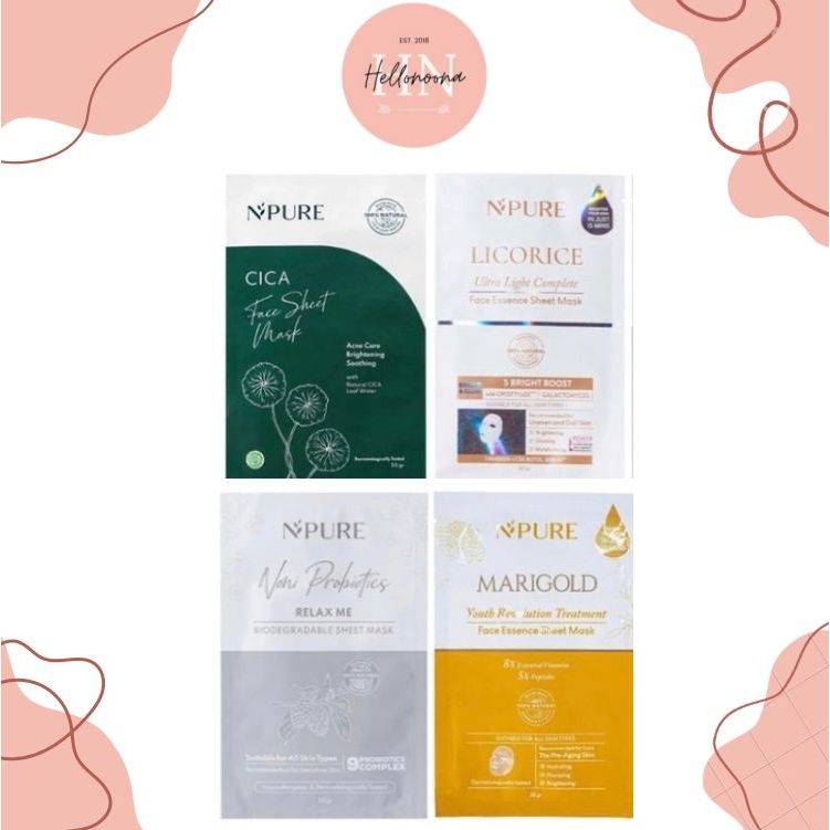 Jual NPURE - Cica Sheet Mask | Marigold Sheet Mask | Licorice Sheet ...