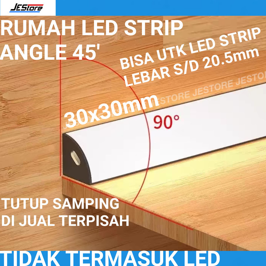 Jual RUMAH CASING LED STRIP 2835 144 PROFILE 30x30mm SIKU 90 ANGLE 45 ...