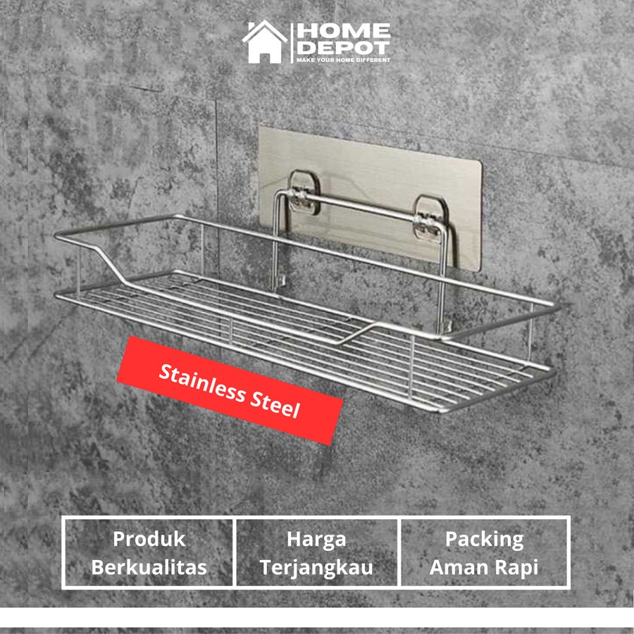 Jual Rak Sabun Kamar Mandi stainless Steel Tempel Dengan Hook Perekat ...