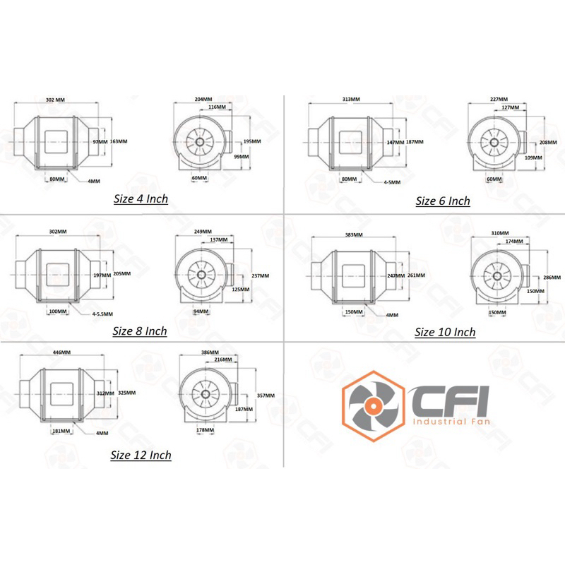 Jual 4"/6"/8"/10"/12" Inline Duct Fan/Hydroponic Fan/Mixed Flow Fan (High Flow) | Shopee Indonesia