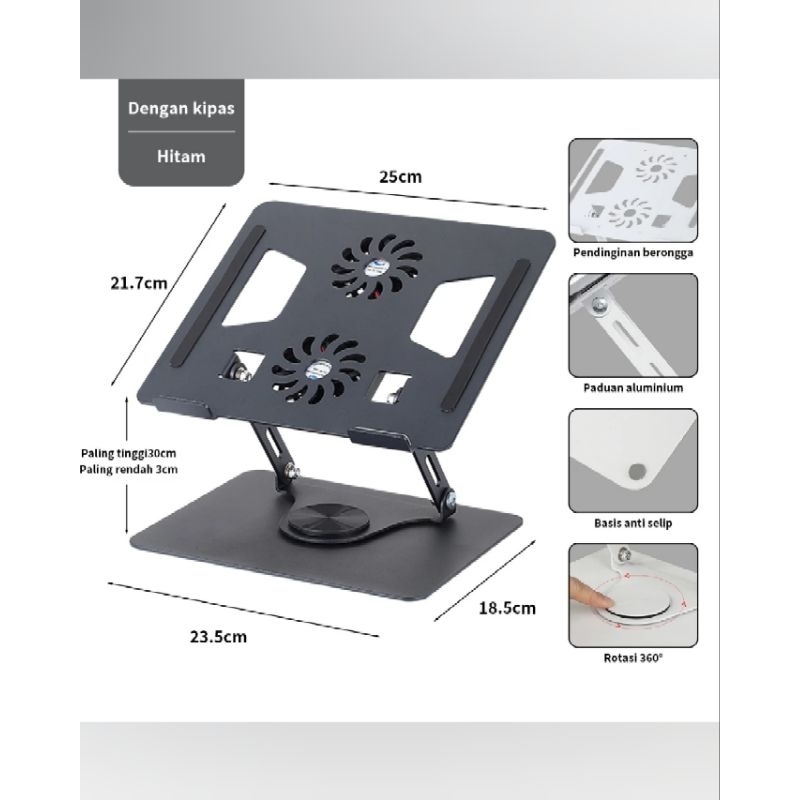 Jual stand holder laptop besi alumunium laptop tablet notebook 360 ...