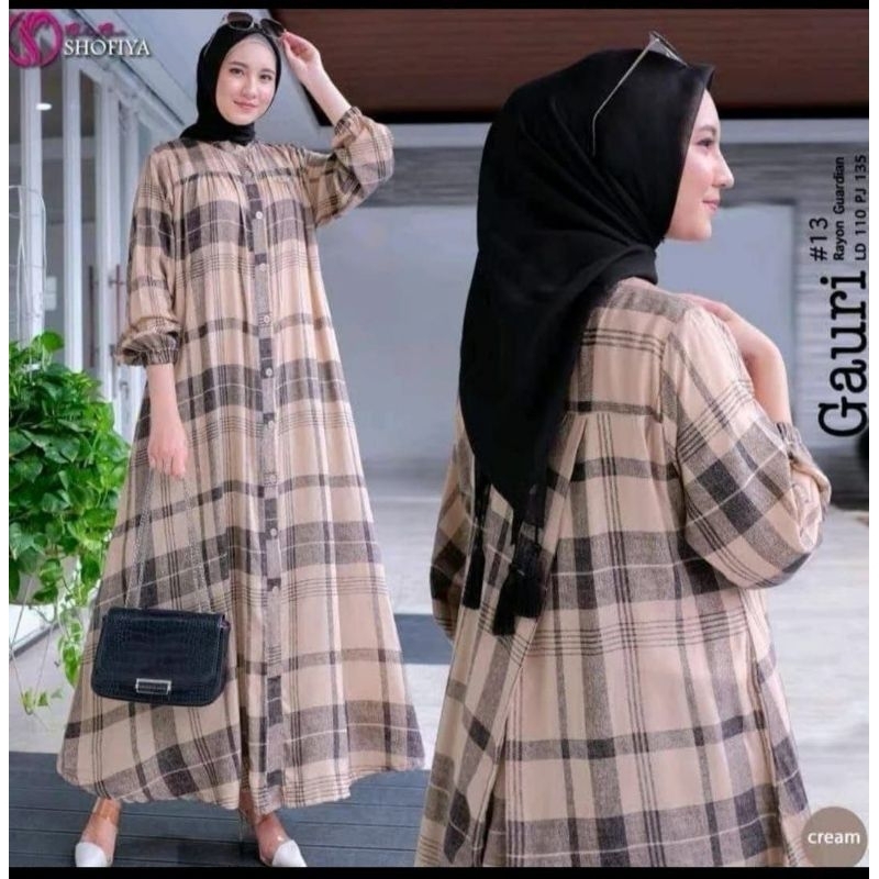 Jual Gamis salur rayon premium - gamis midi dress - gamis premium - gamis Kekinian rayon premium ...