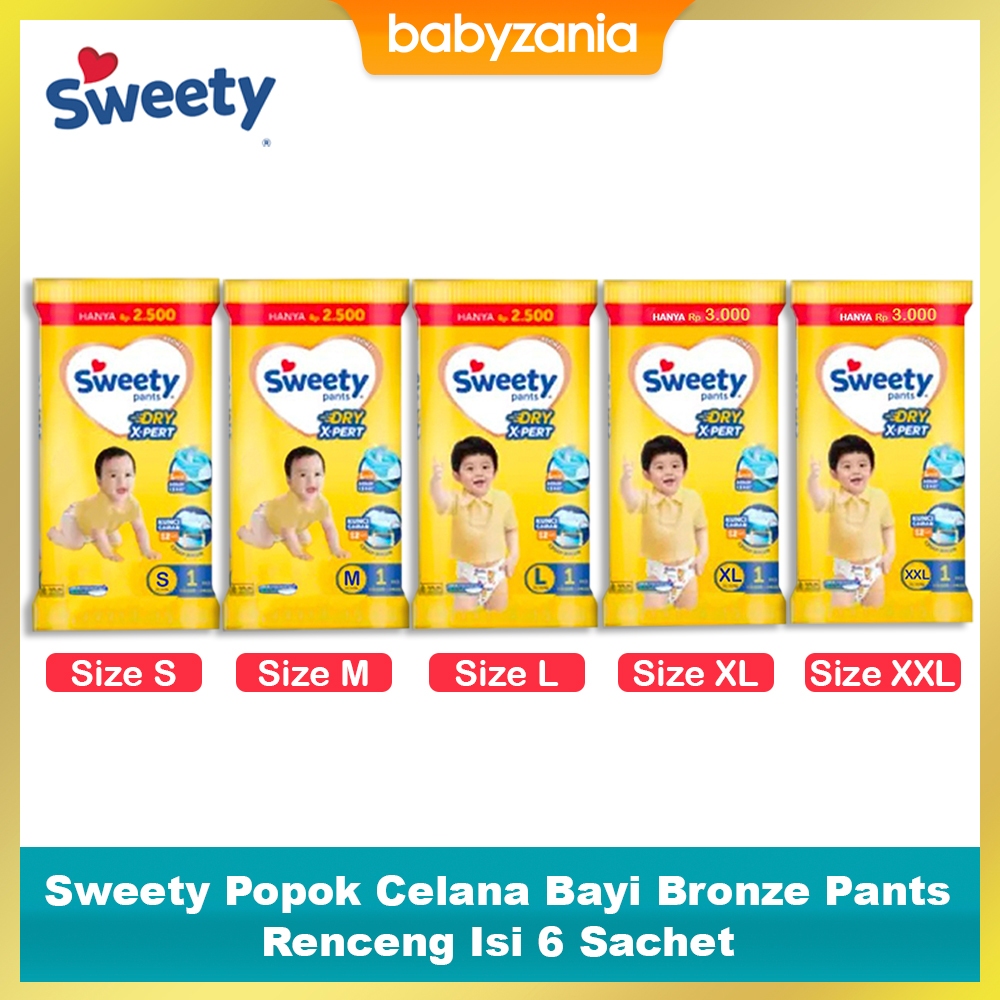 Jual Sweety Popok Bayi Bronze Pants Renceng 1 Sachet 6 pcs SIze S M L ...