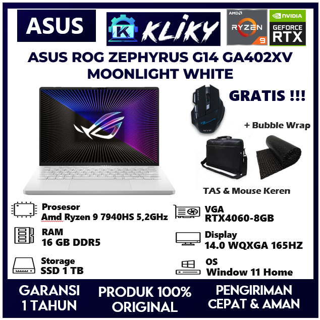 Jual Laptop Gaming Editing Tipis Asus Rog Zephyrus G14 GA402XV Amd ...