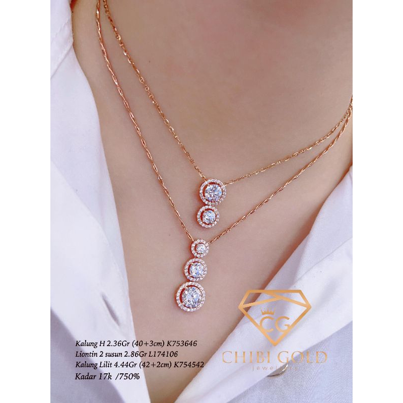Jual CHIBIGOLD - kalung dan Liontin diamond look 2 dan 3 susun K753646 ...