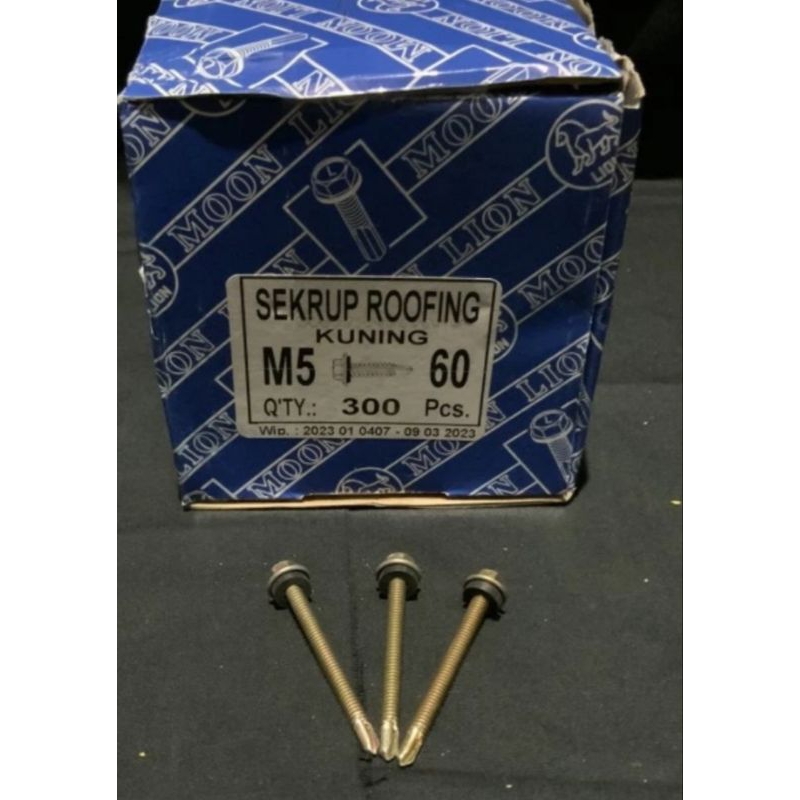 Jual baut roofing 6 cm moon lion ukuran m5 x 60 per kotak 300pcs ...